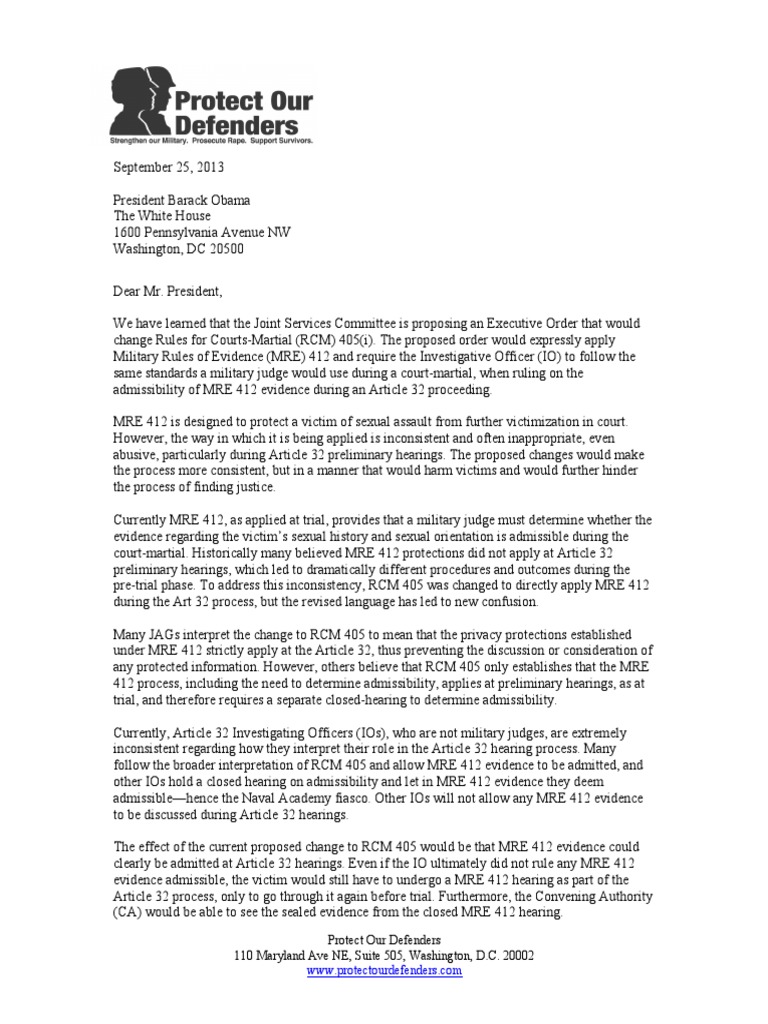 POD Letters To President Obama | PDF | Evidence (Law) | Courts Martial ...