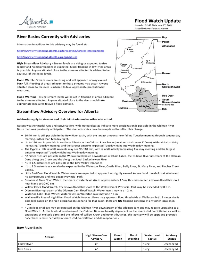 Alberta Flood Watch Update - June 2014 | PDF | Alberta | Flood