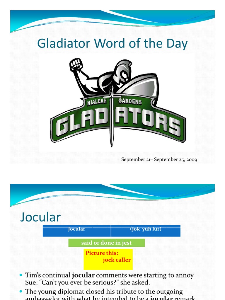Gladiator Word of The Day: September 21 - September 25, 2009 | PDF