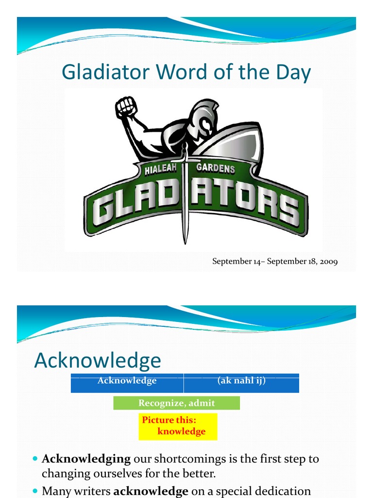 Gladiator Word of The Day: September 14 - September 18, 2009 | PDF ...