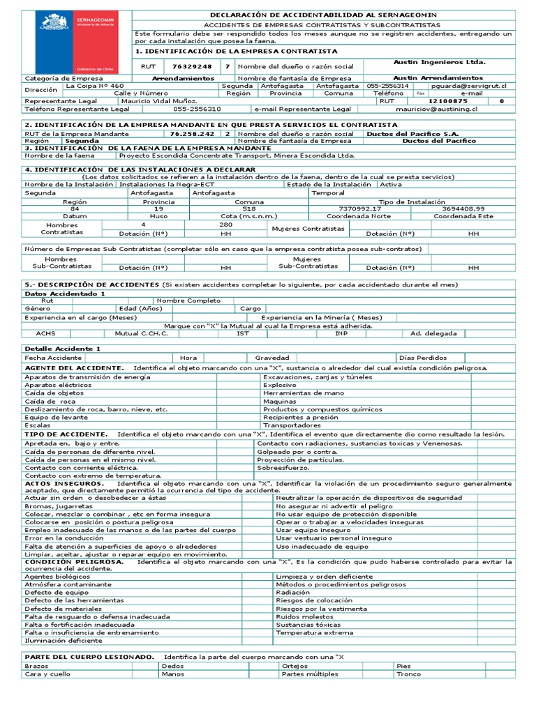 Formulario de Seguridad Minera E200 SIMIN2 0 Michel | PDF | Monedas de ...