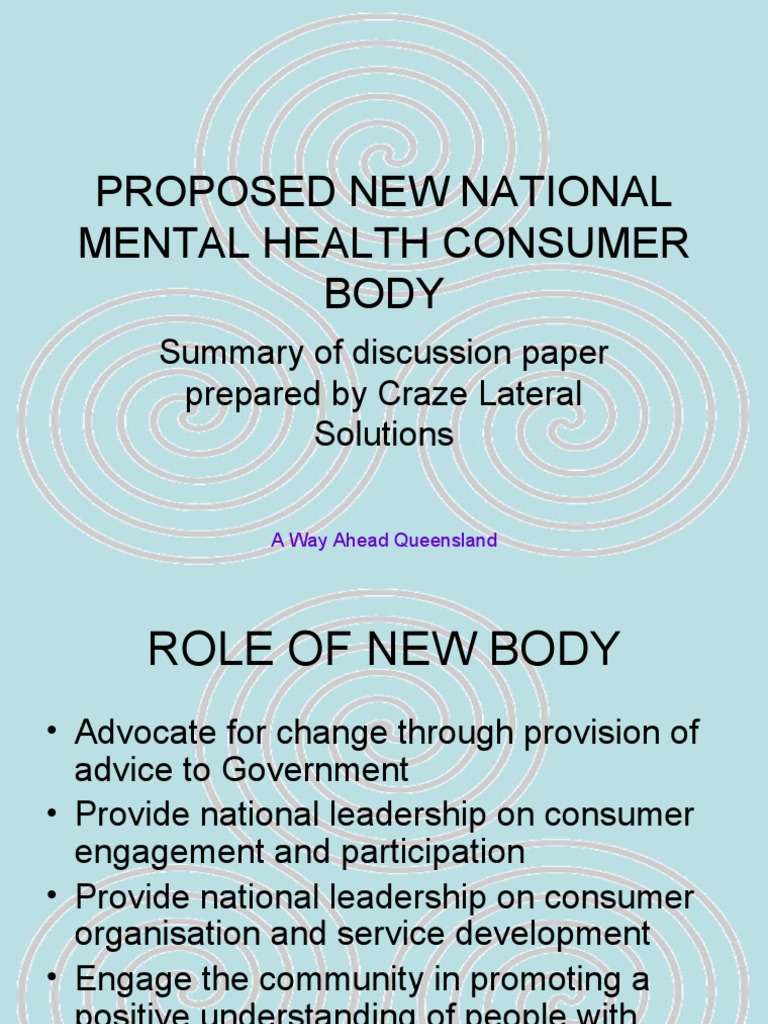 National Consumer Body For Australia | PDF | Australia | Mental Disorder