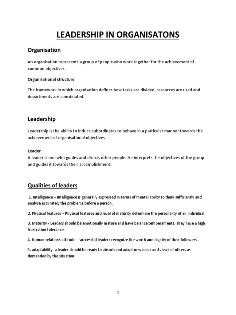 Leadership in Organisatons: Organisation | PDF | Leadership | Systems ...