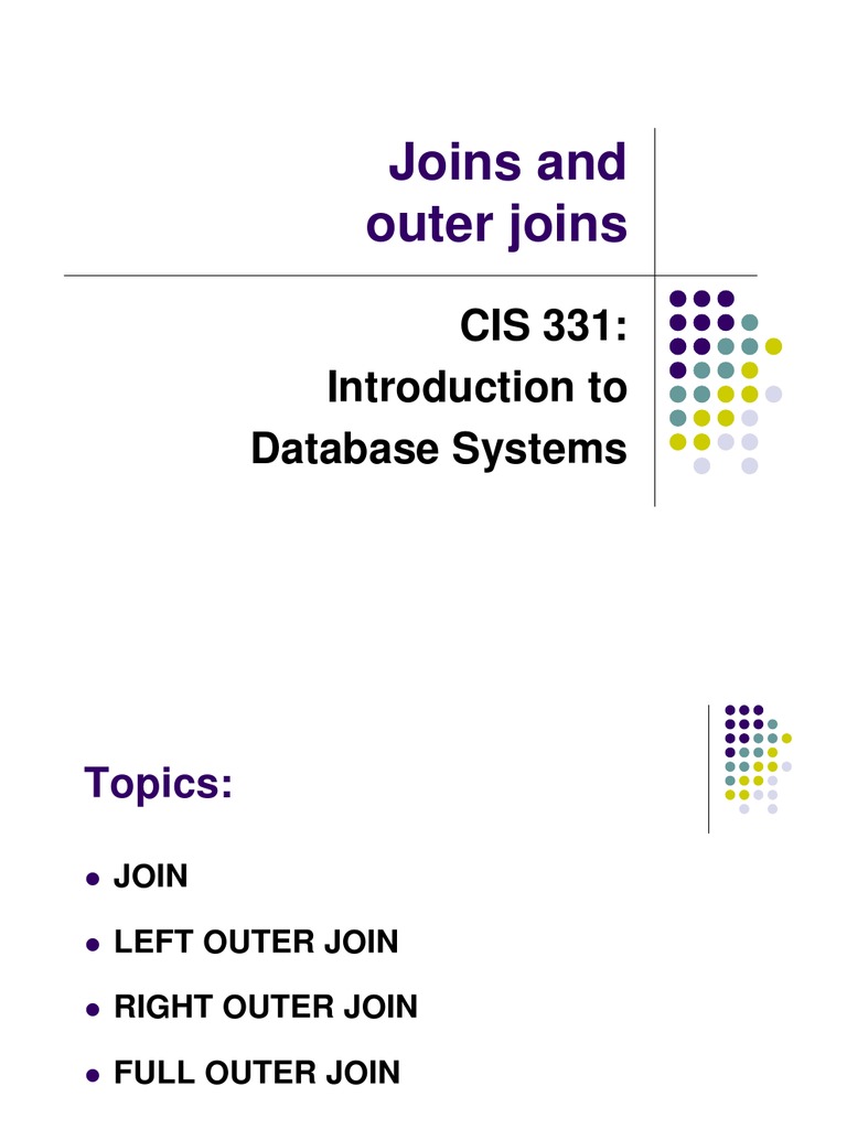 Joins and Outer Joins | PDF