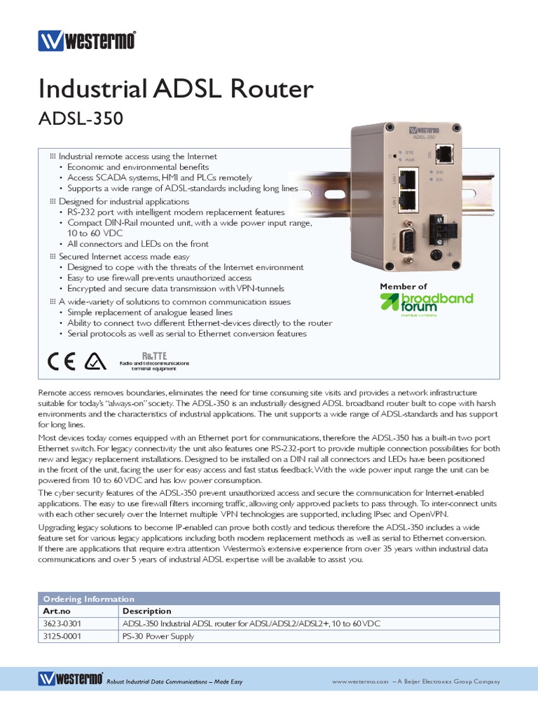 Westermo Ds Adsl-350 en | PDF | Internet Access | Virtual Private Network