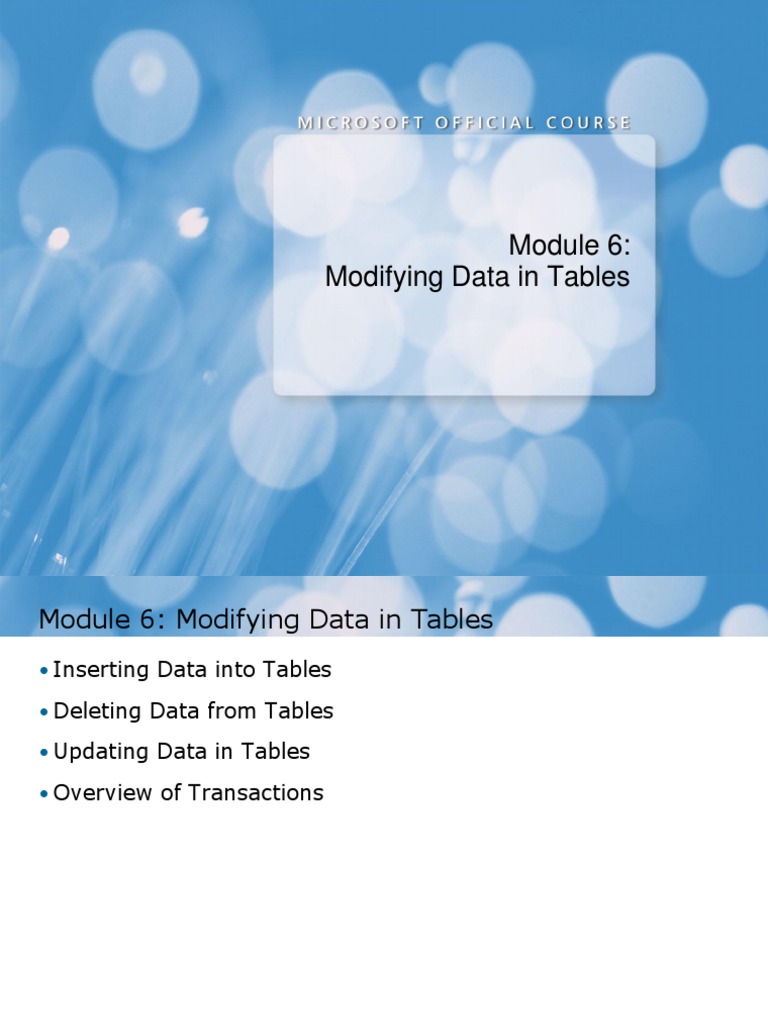 Modifying Data in Tables | PDF | Database Transaction | Information ...