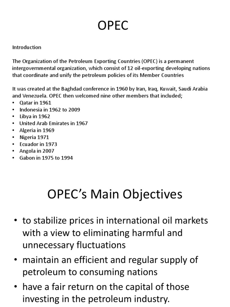 OPEC Presentation | PDF | Opec | Petroleum