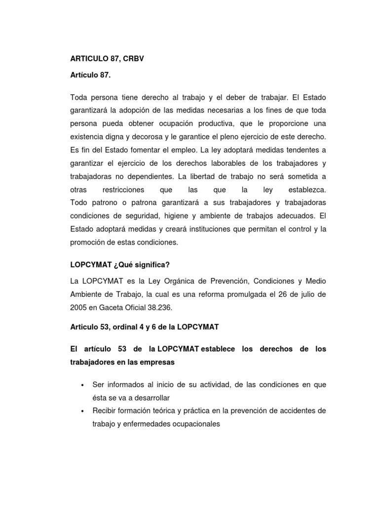 Articulo 87 | PDF | Derecho laboral | Sicología