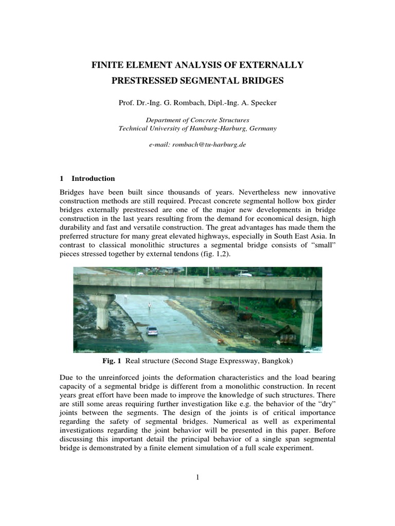 Finite Element Analysis of Externally Prestressed Segmental Bridges | Download Free PDF ...