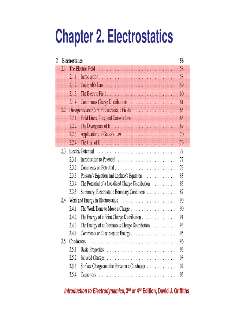 Chapter 2. Griffiths-Electrostatics-2.1 2.2 | PDF | Flux | Force