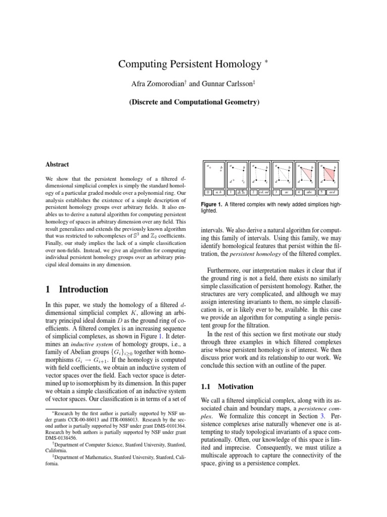 Computing Persistent Homology: Afra Zomorodian and Gunnar Carlsson | PDF | Ring (Mathematics ...