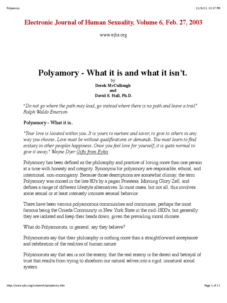 Polyamory - What It Is and What It Isn't | PDF | Polyamory | Monogamy