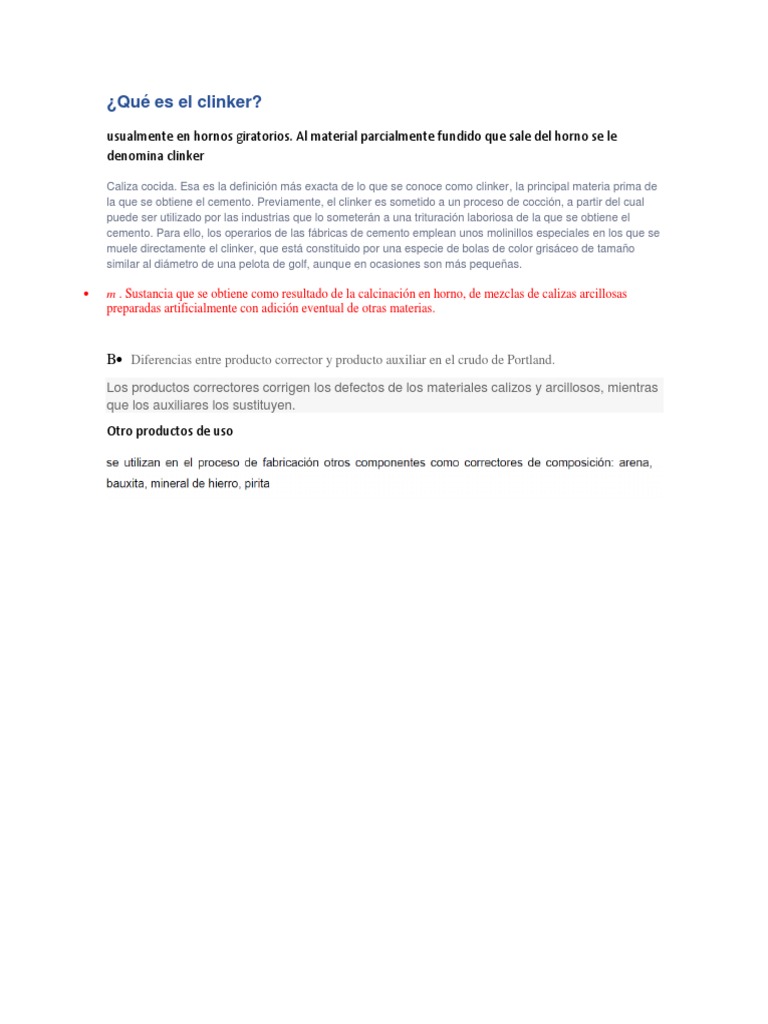 Qué Es El Clinker | PDF | Cemento | El hombre hace Materiales