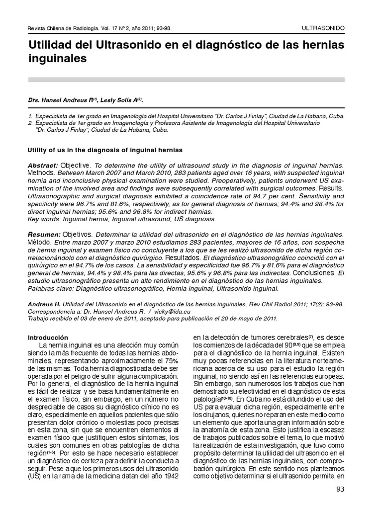Ultrasonido en diagnóstico de hernias inguinales | PDF | Diagnostico ...