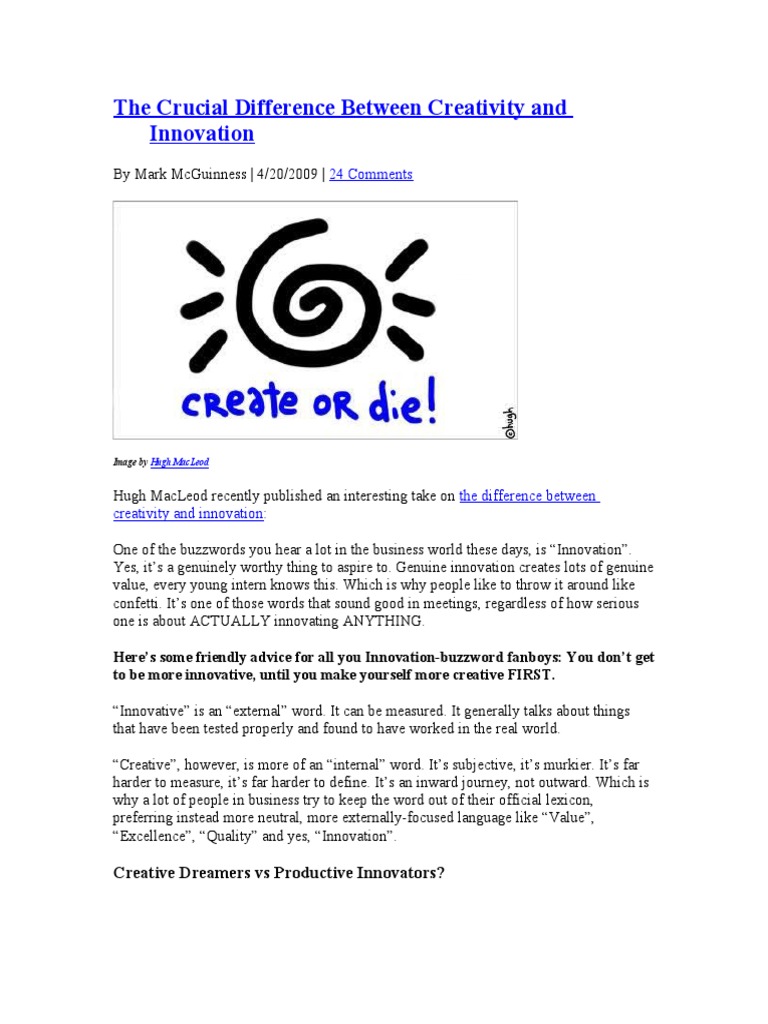 The Crucial Difference Between Creativity and Innovation | PDF ...