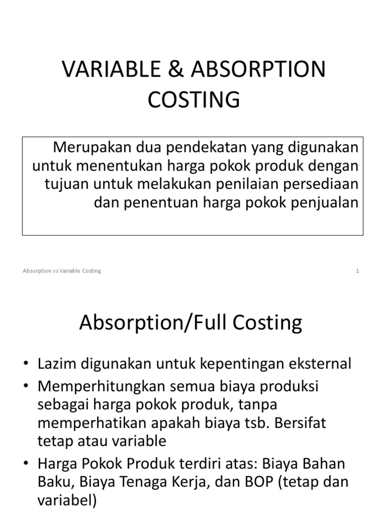 Absorption & Variable Costing | PDF