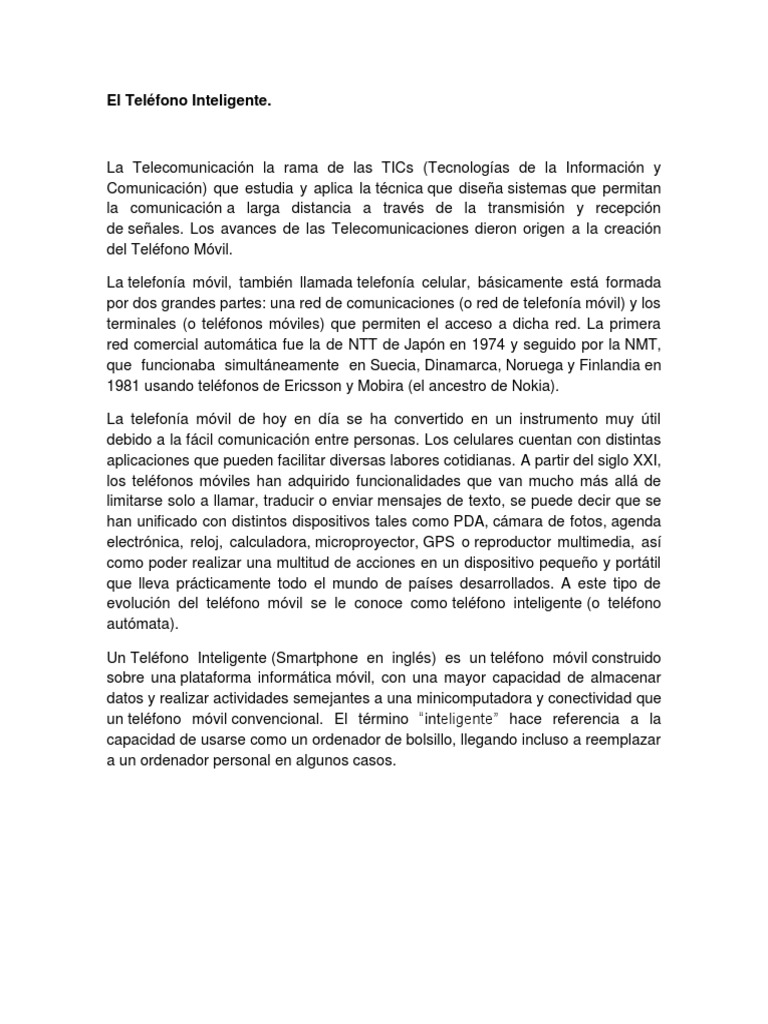 El Teléfono Inteligente | PDF | Smartphone | Telefonía móvil