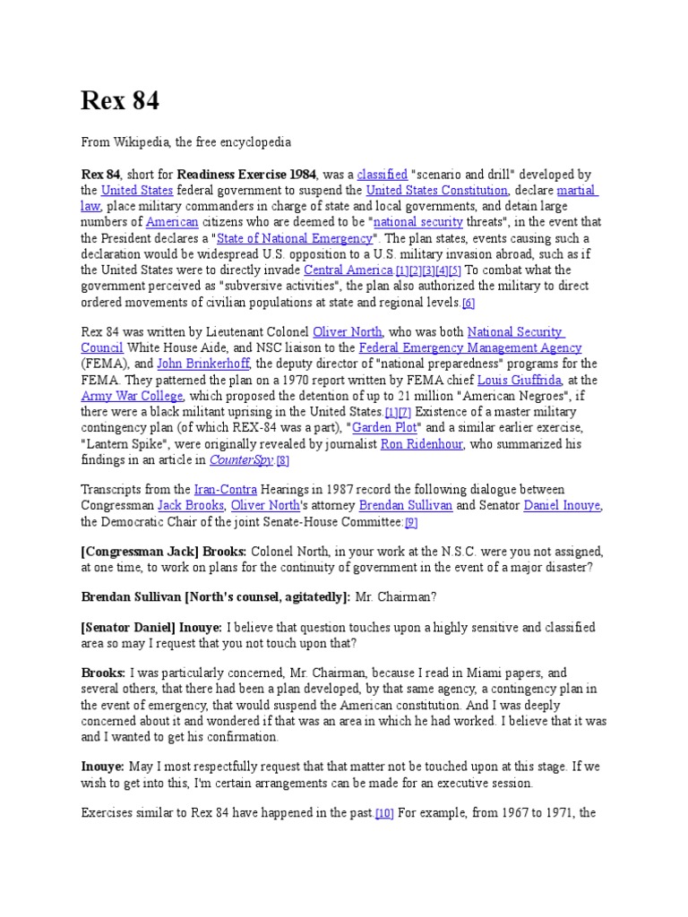 Rex 84 | PDF | Government Of The United States | American Government