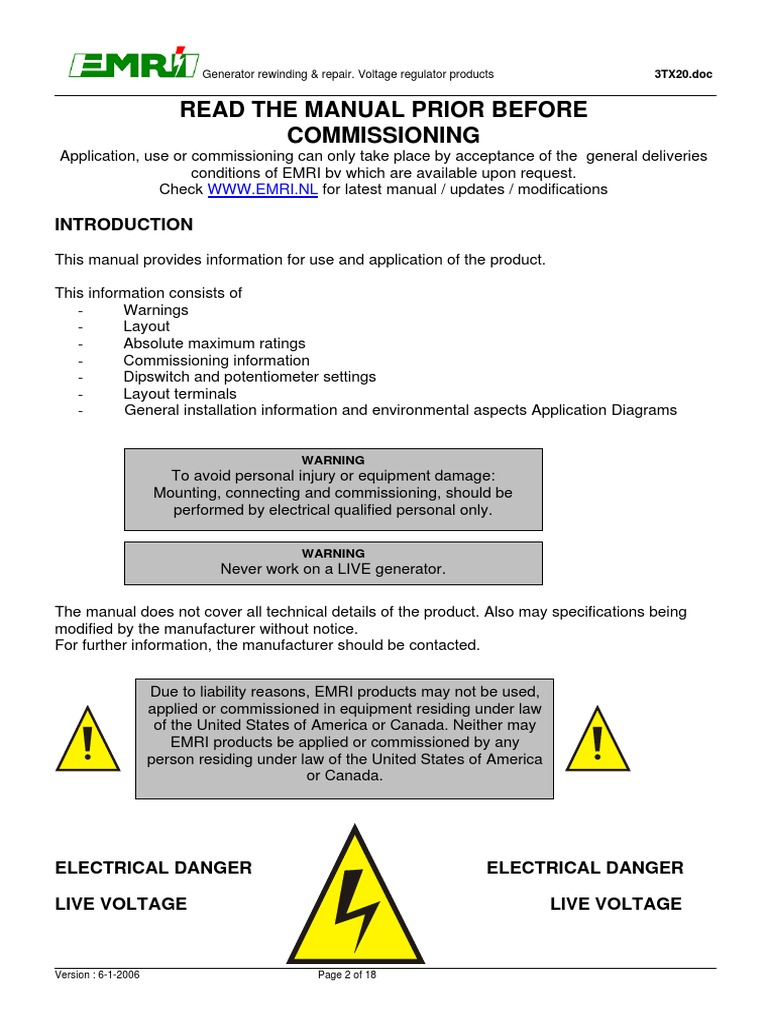 General Installation and Commissioning Instructions | PDF | Transformer ...