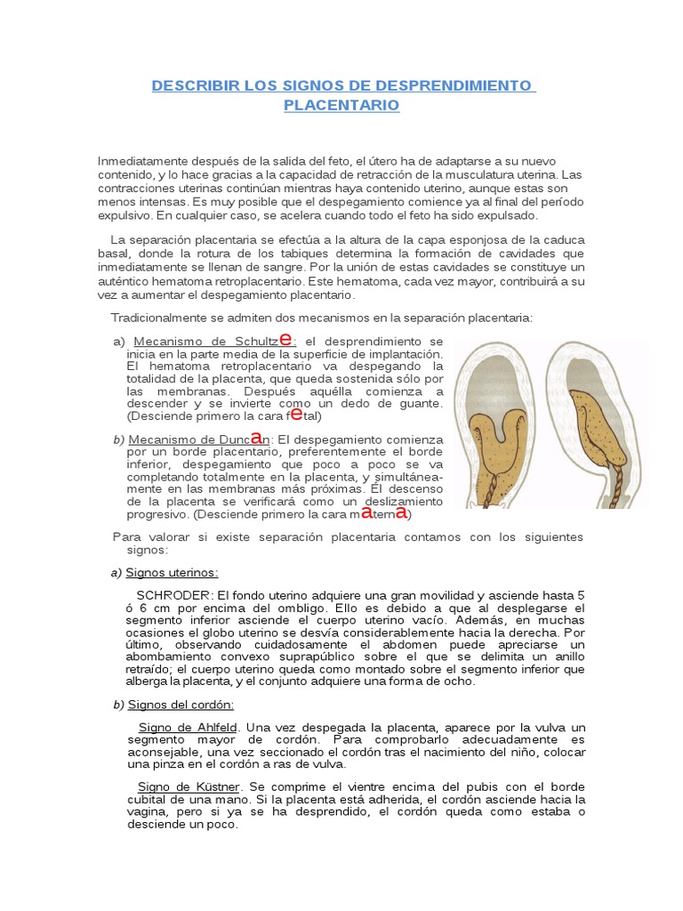 Describir Los Signos | PDF | Placenta | Parto