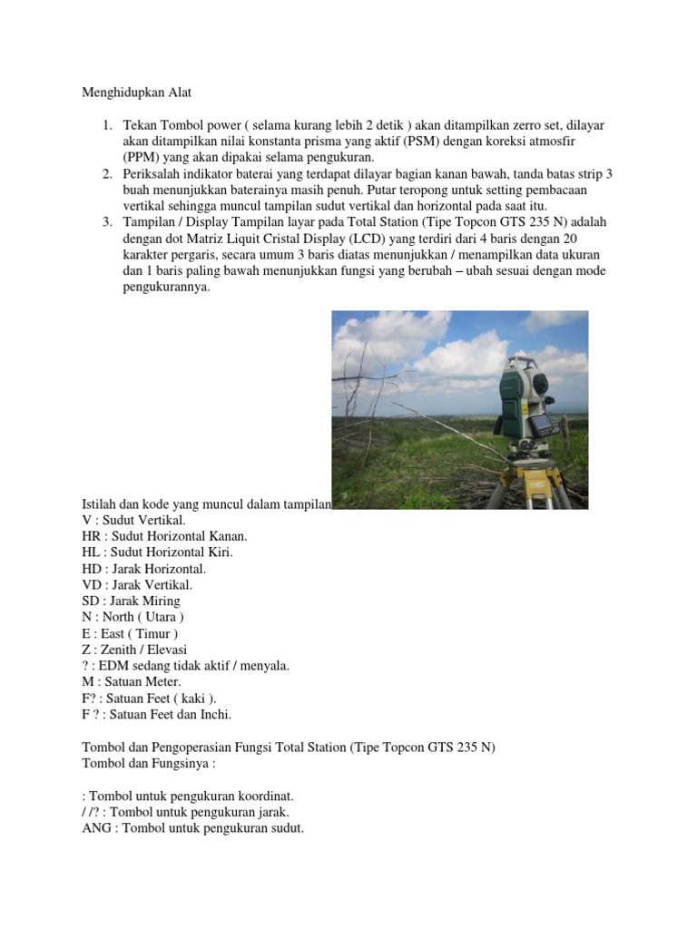 Operasionl Ts Topcon Gts 235 N | PDF