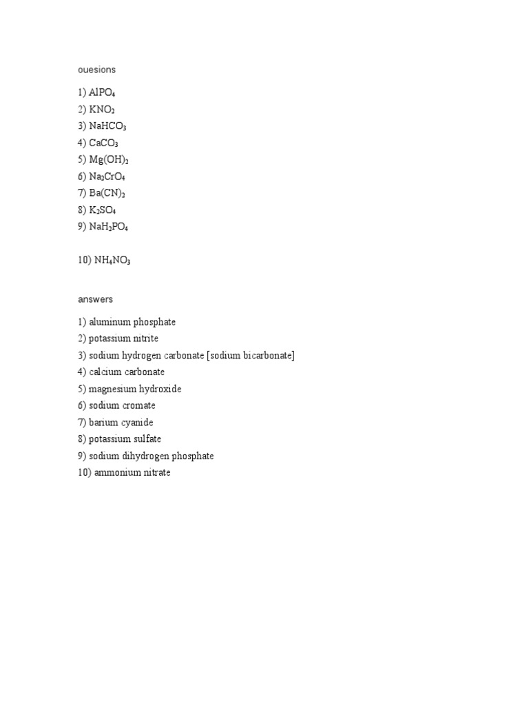Chemical Compounds and Their Names | PDF