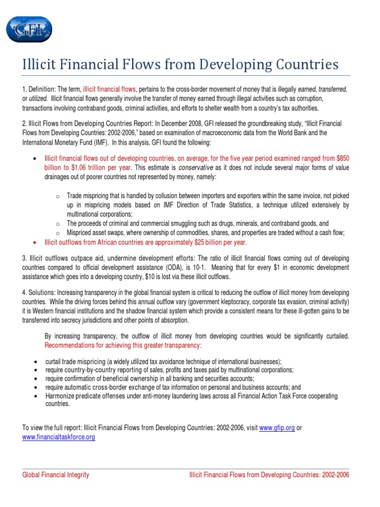 Illicit Flows From Developing Countries Overview W Table | PDF ...