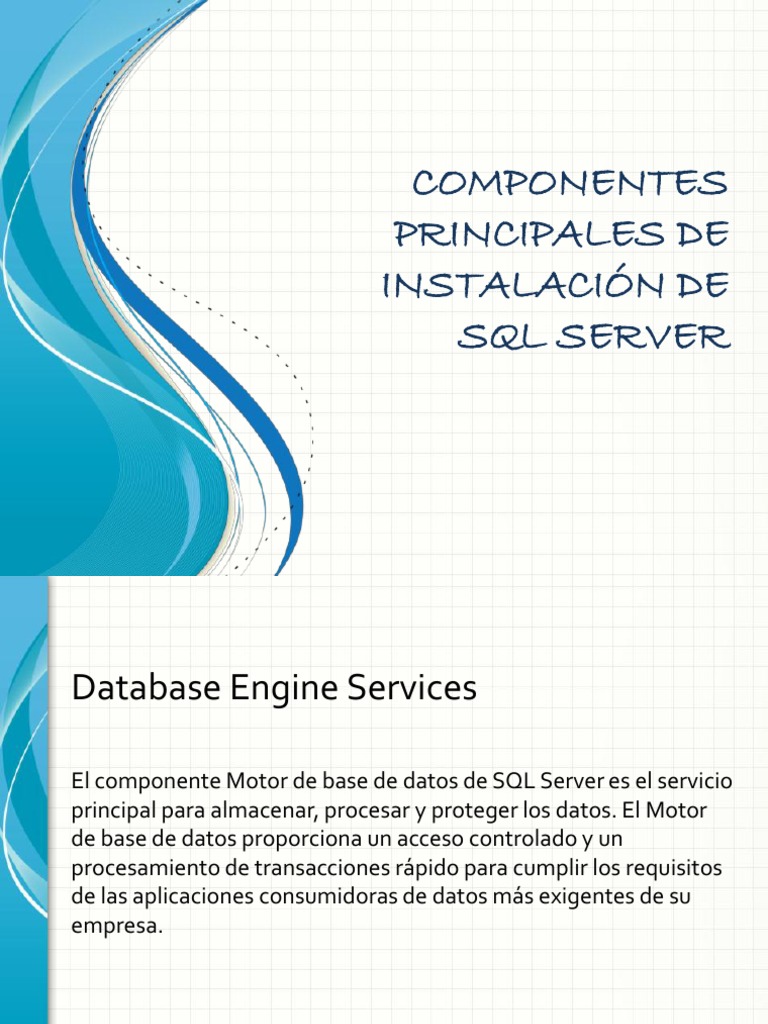 Componentes Principales de Instalación de SQL Server | PDF | Servidor ...