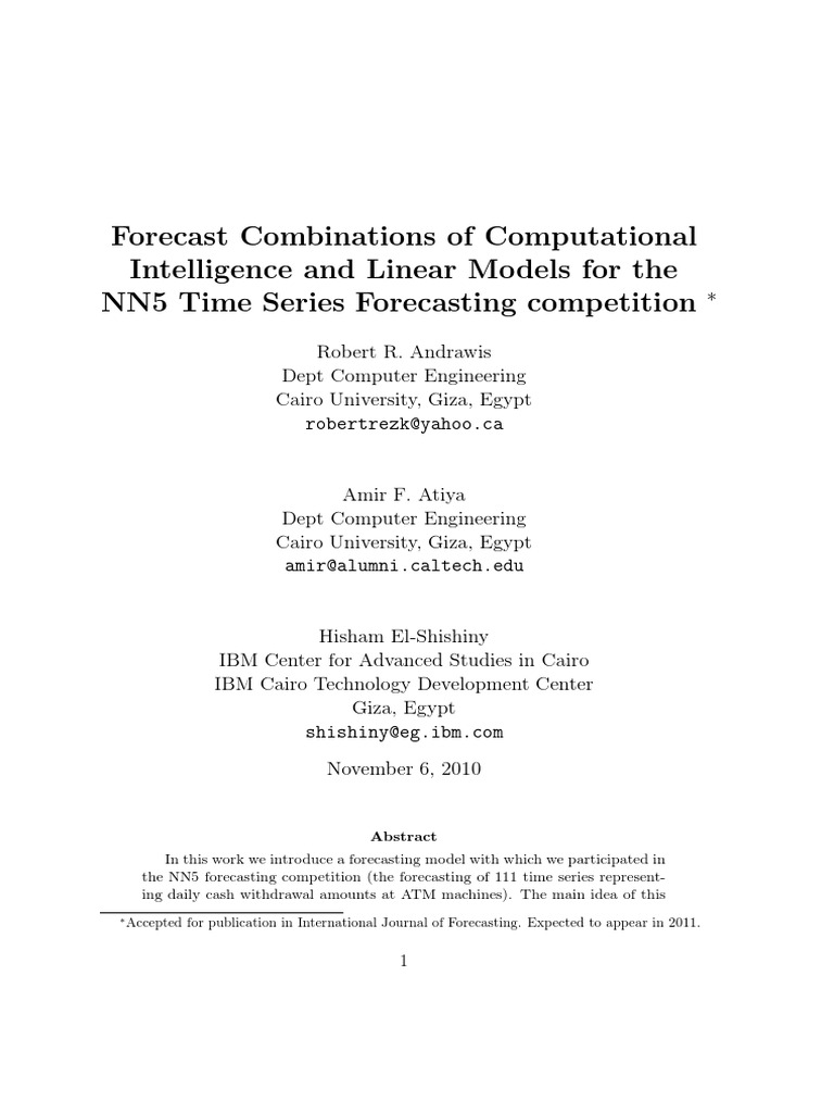 NN5 | PDF | Forecasting | Time Series
