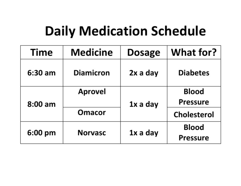 Daily Medication Schedule Overview | PDF