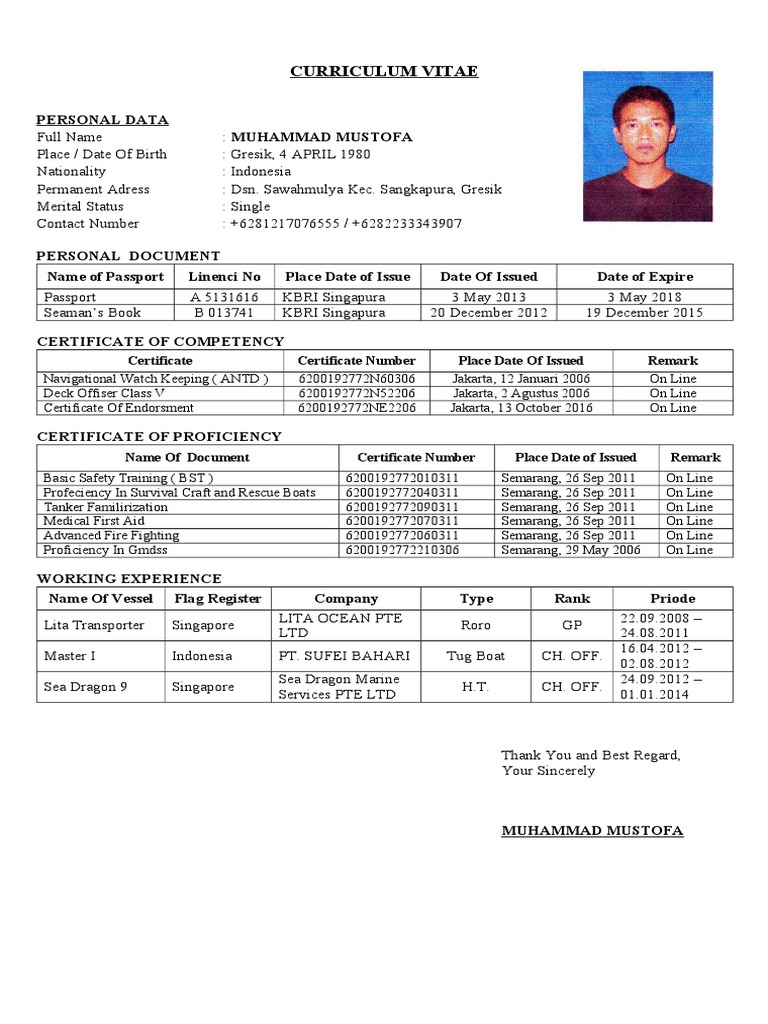 Curriculum Vitae Muhammad Mustofa | PDF | Travel
