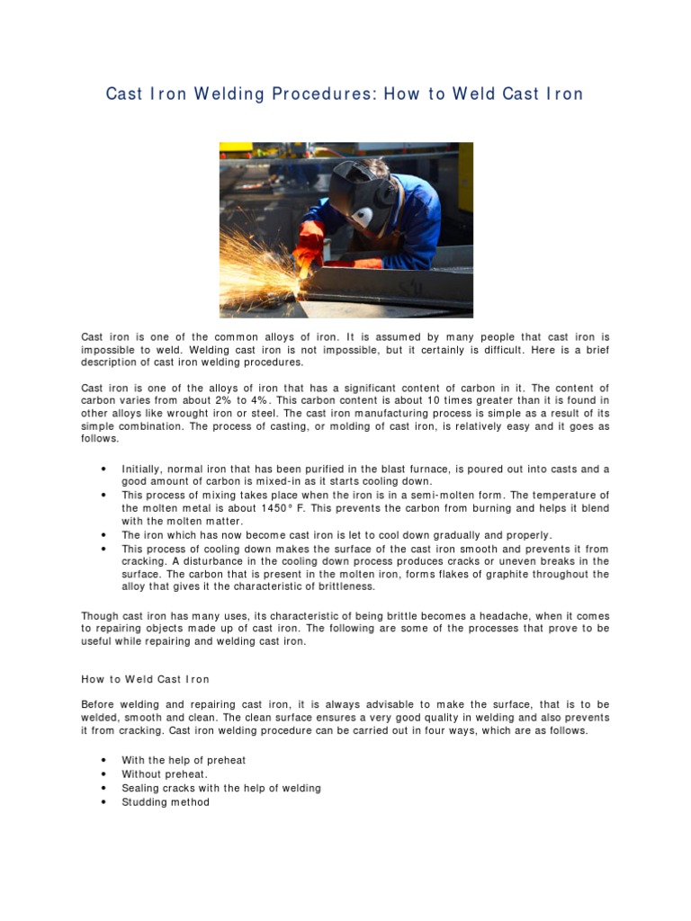Cast Iron Welding Procedure | PDF