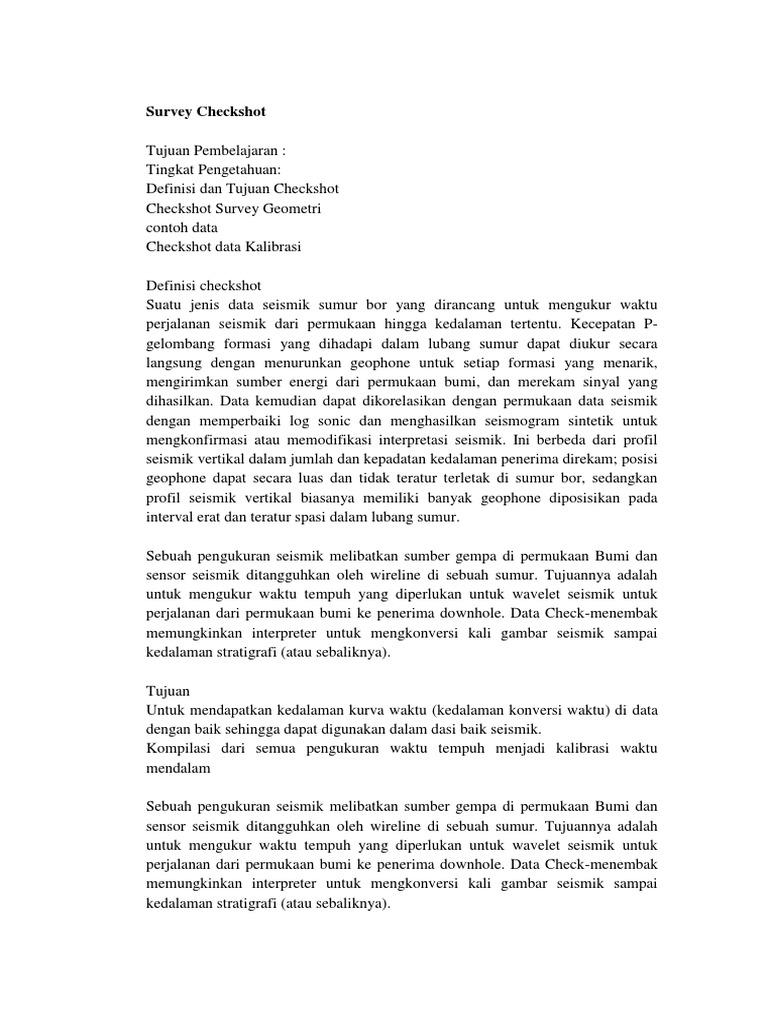 Survey Checkshot | PDF