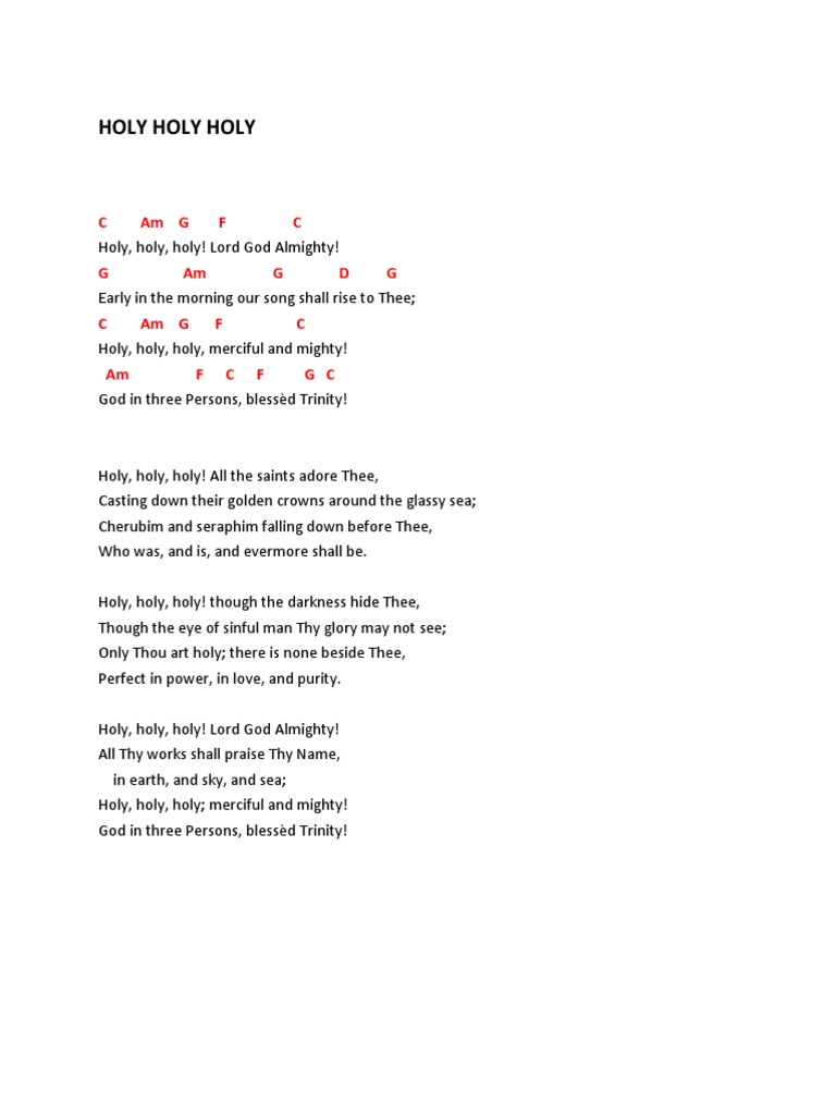 Holy, Holy, Holy Lyrics and Chords | PDF