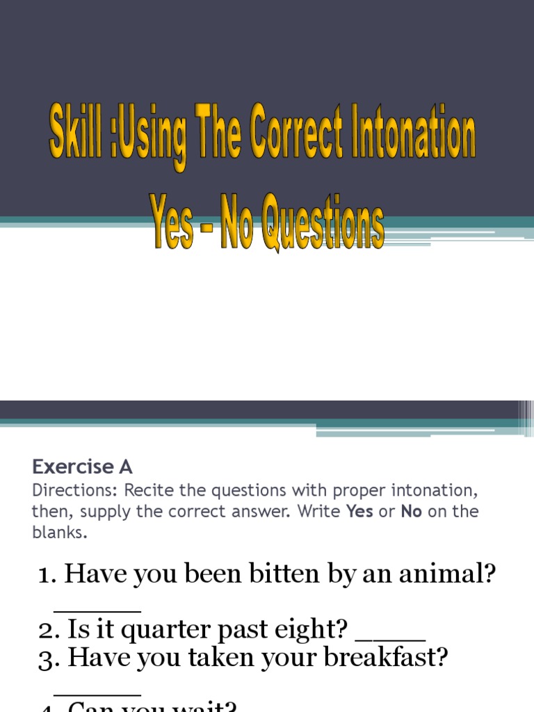 Yes/No Question Intonation Practice | PDF