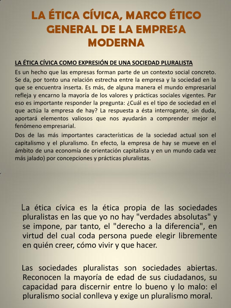 La Ética Cívica Diapositivas | PDF | Sociedad | Moralidad