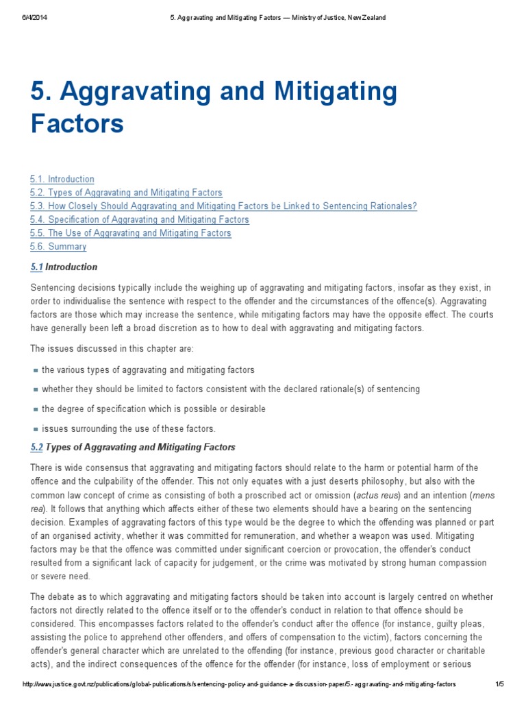 5-Aggravating and Mitigating Factors | Mitigating Factor | Sentence (Law)