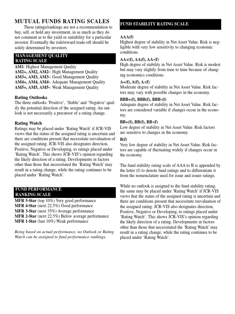 Mutual Funds Rating Scales | Download Free PDF | Mutual Funds | Risk