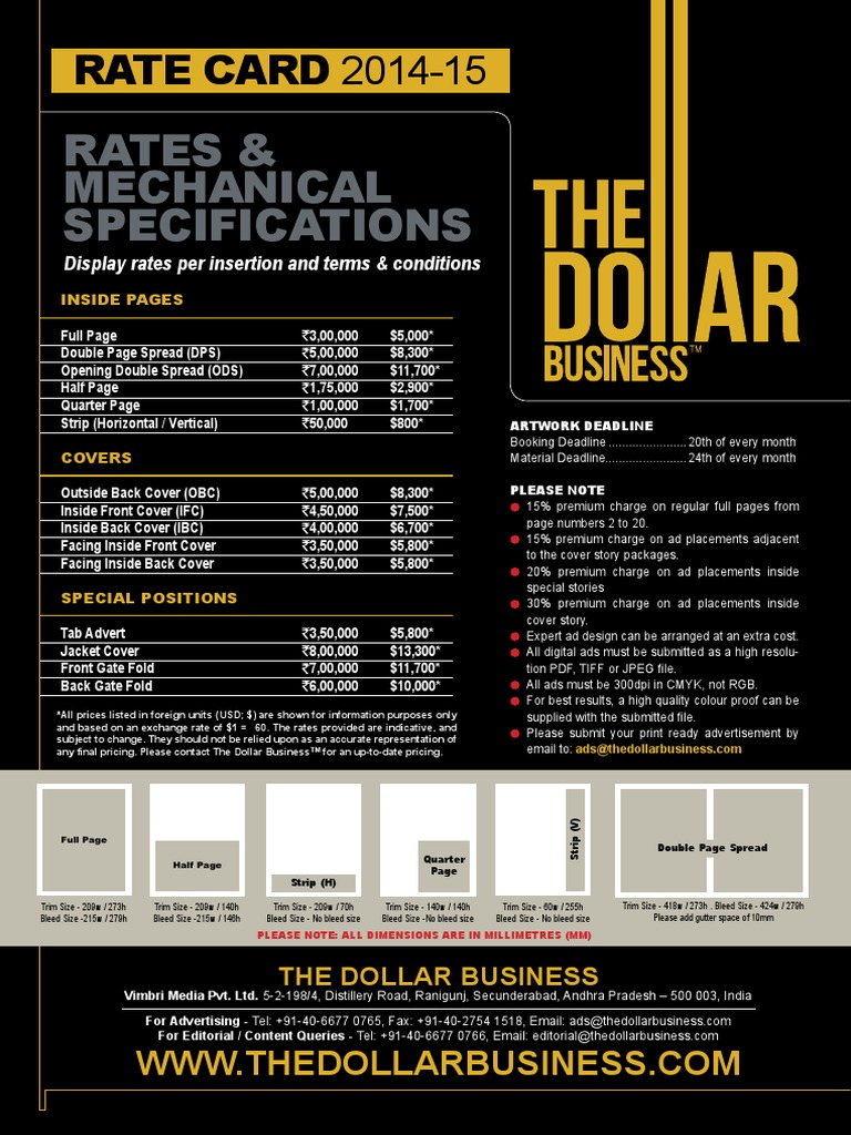 TDB Single Page Rate Card | PDF | Computing And Information Technology ...