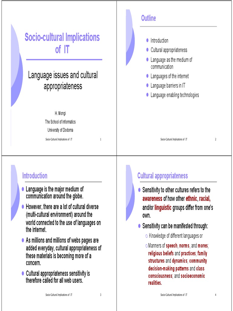 Socio-Cultural Implications of IT: Language Issues and Cultural ...