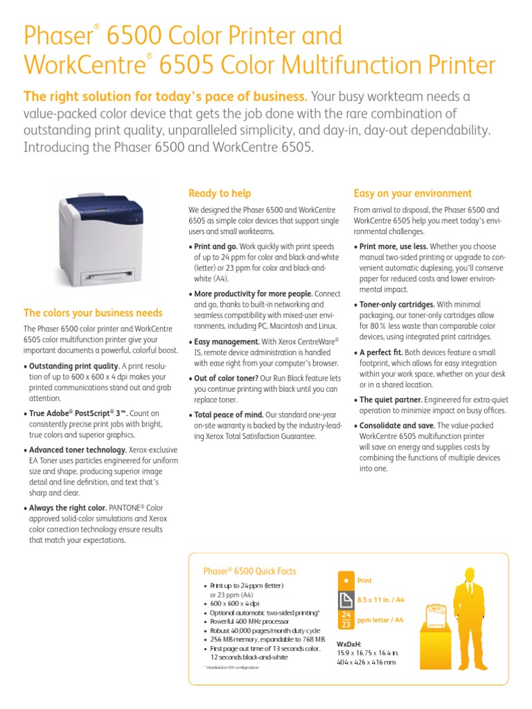 Phaser 6500 Series | PDF | Printer (Computing) | Media Technology