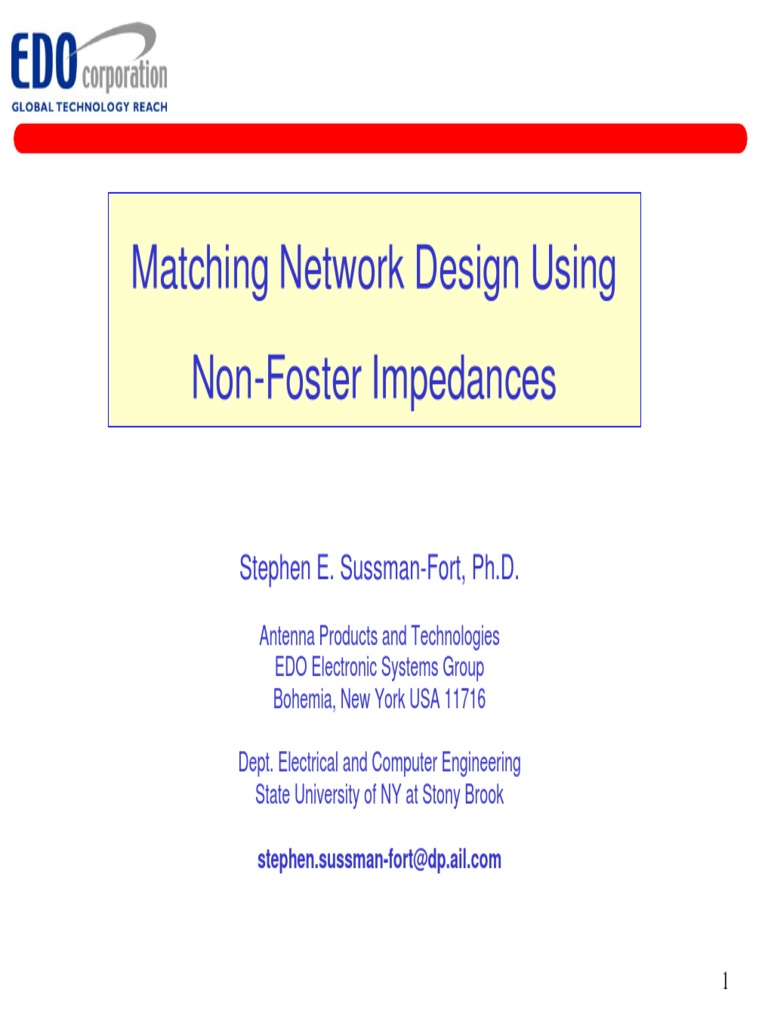Matching Network Design Non Foster Impedances | PDF | Antenna (Radio ...