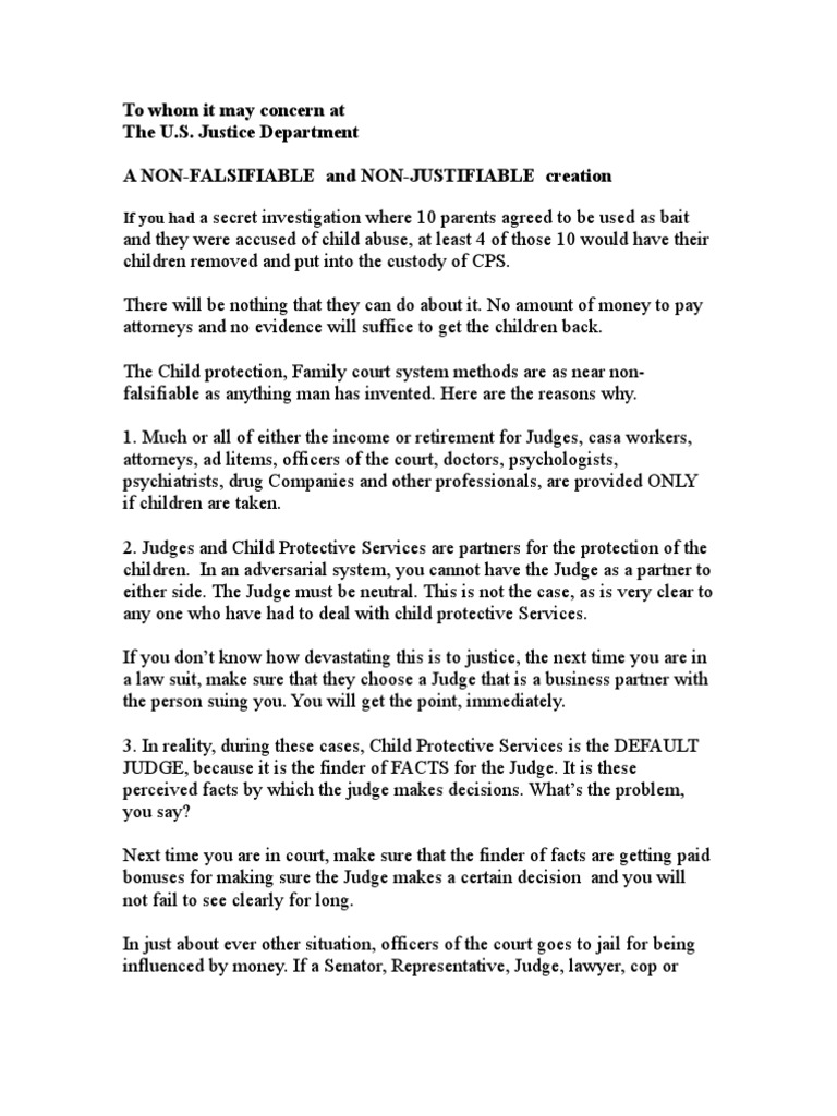 Non Falsifiable and NON-JUSTIFIABLE | PDF | Child Protective Services ...