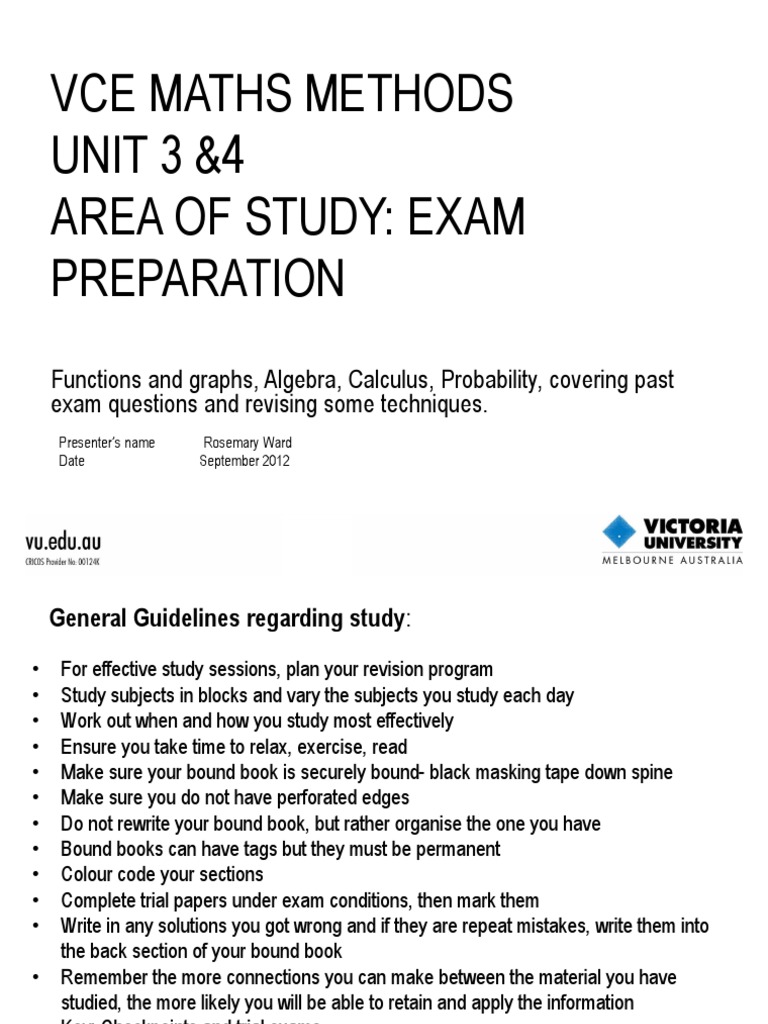 VCE Maths Exam Prep | PDF | Normal Distribution | Logarithm