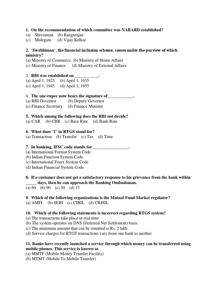 All Banking Mcqs | PDF | Reserve Bank Of India | Open Market Operation