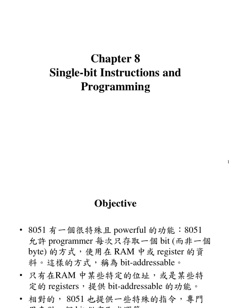 Single-bit Instructions and Programming in 8051 Microcontrollers | PDF | Computer Architecture ...