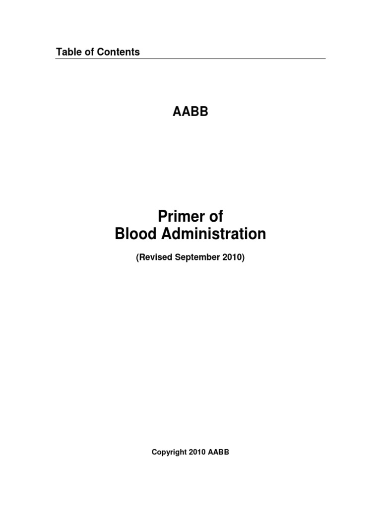 AABB Primer of Blood Administration | PDF | Blood Type | Blood Transfusion