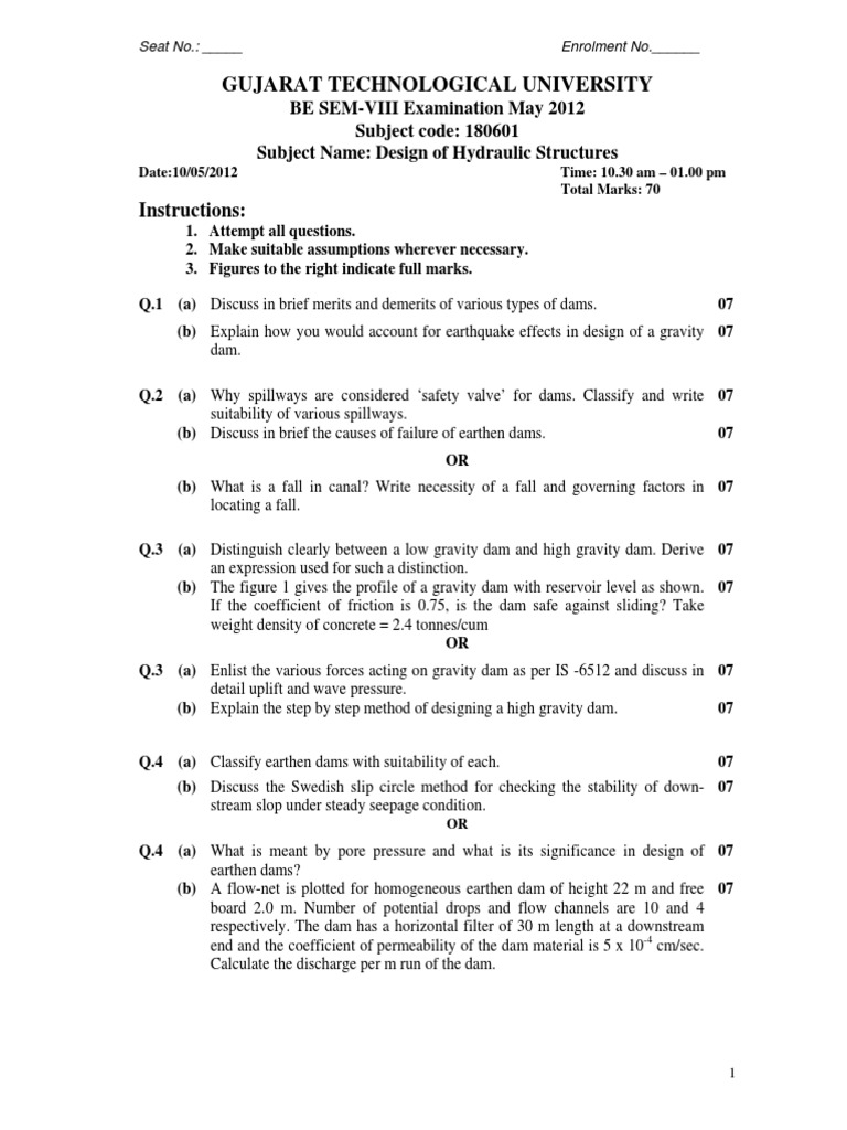 180512-180601-Design of Hydraulic Structures | PDF | Spillway | Dam