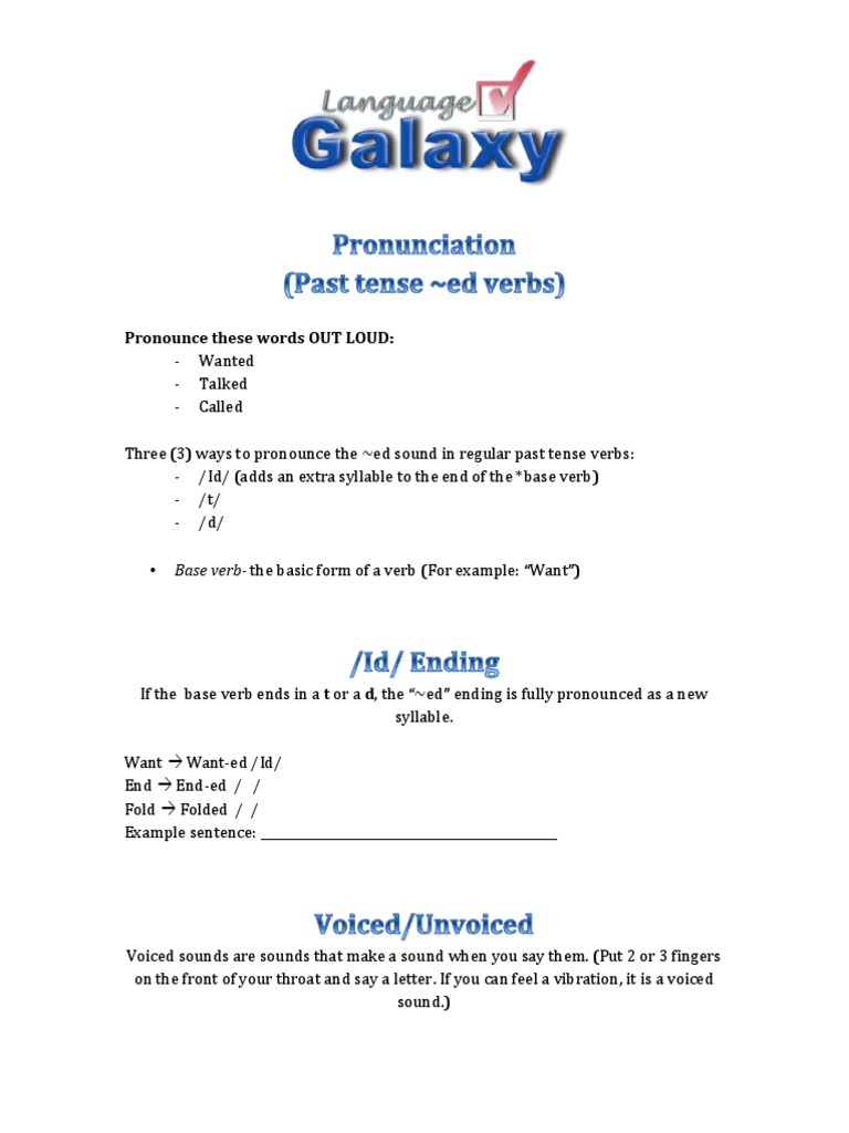 Pronunciation - Ed Verbs Worksheet | PDF | Language Families | Onomastics