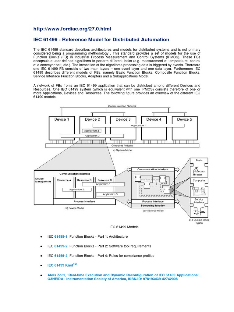 Iec 61499 Reference Model For Distributed Automation Pdf Automation Embedded System